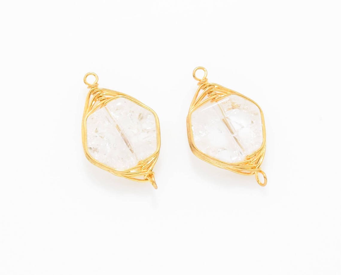 Cracked Crystal Gemstone Connector . Crystal Gemstone Pendant - Etsy