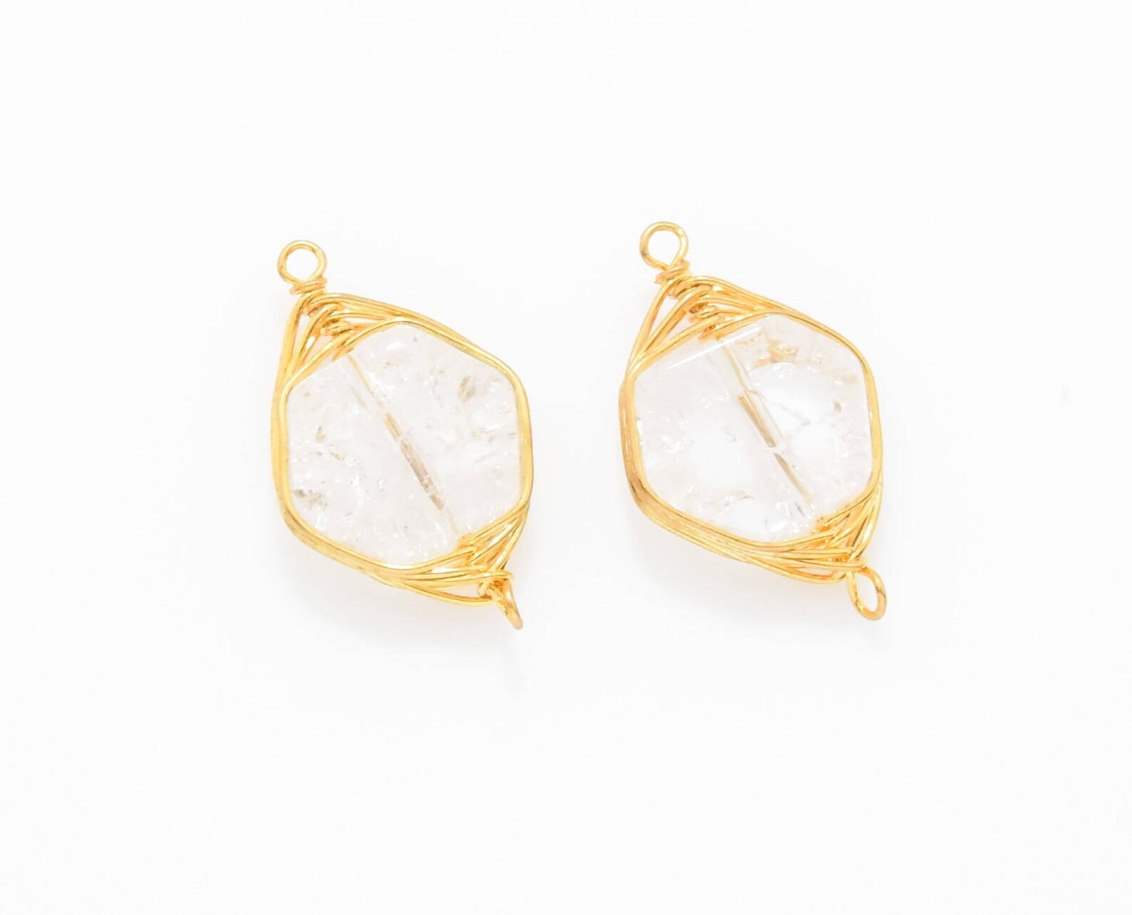 Cracked Crystal Gemstone Connector . Crystal Gemstone Pendant - Etsy