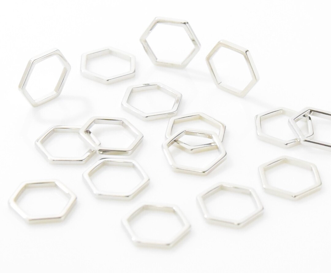 10MM Hexagon Pendant (small) . Hexagon Bead . Hexagon Charm . Polished ...