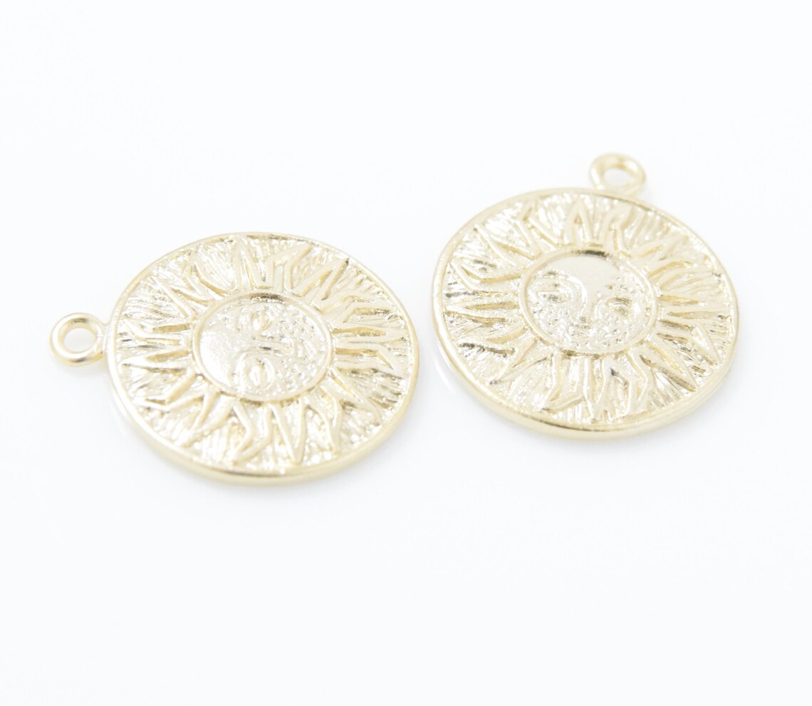 Sun Coin Pendant . Sun Coin Charm . Sun Coin Bead . Coin | Etsy