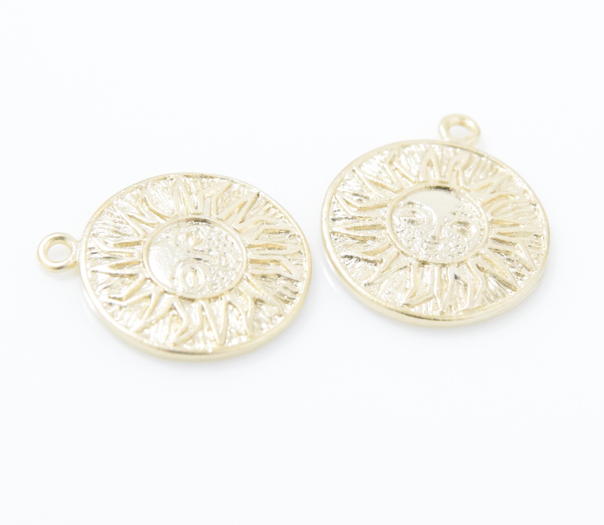 Sun Coin Pendant . Sun Coin Charm . Sun Coin Bead . Coin | Etsy