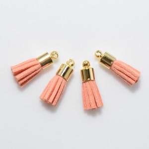 Orange Chamois Tassel . Leather Tassel . Pastel Tassel . Jewelry Craft ...