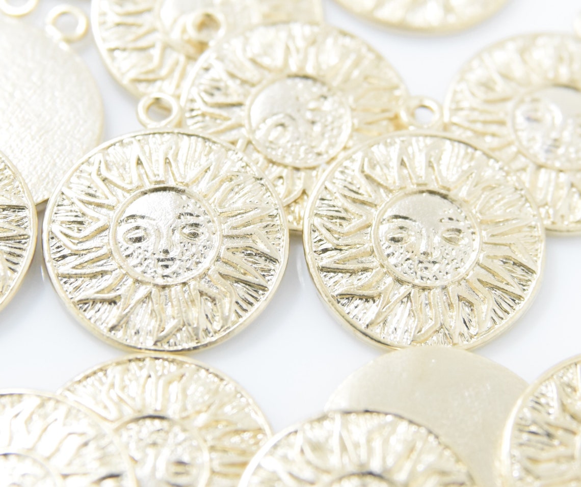 Sun Coin Pendant . Sun Coin Charm . Sun Coin Bead . Coin - Etsy