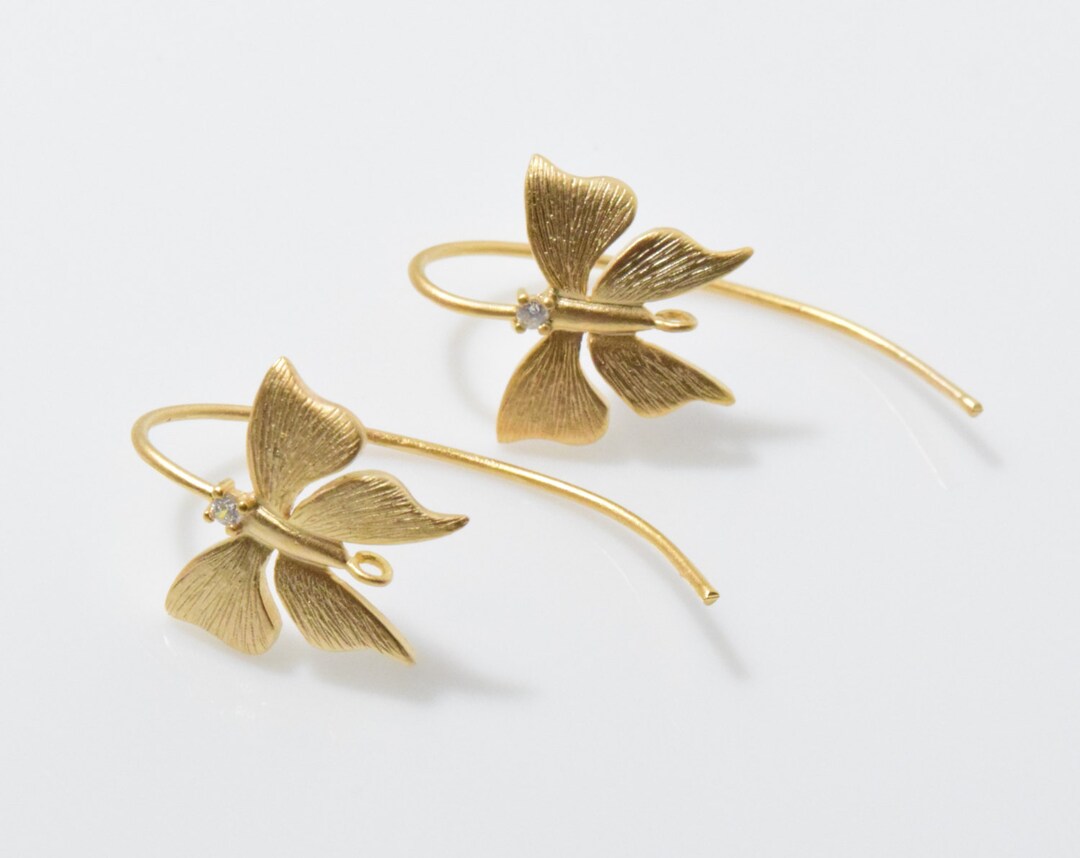 Cubic Butterfly Hook Earring . Butterfly Earring . Cubic Zirconia ...