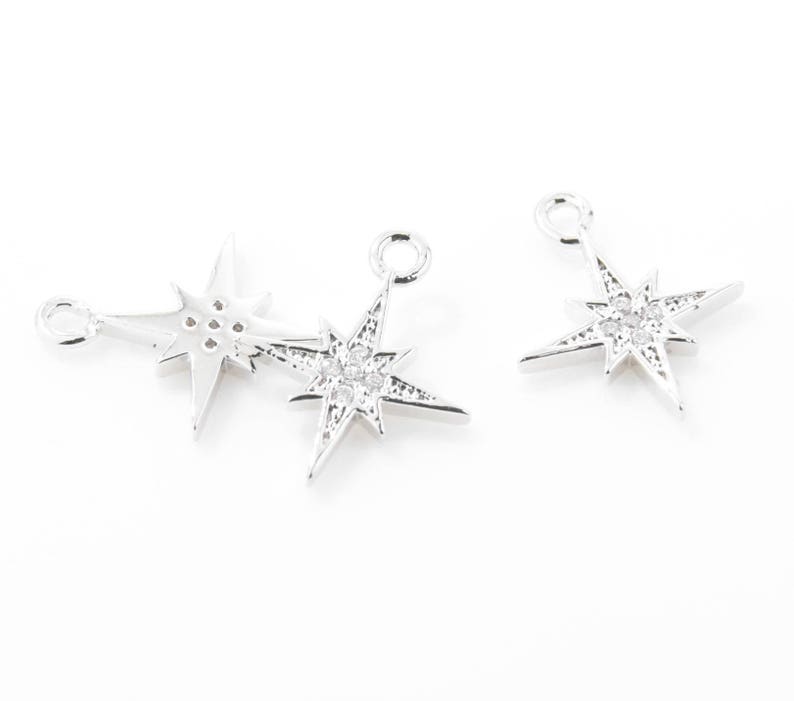 Cubic Star Pendant . Cubic Star Charm . Star Beads . Bridal Jewelry ...