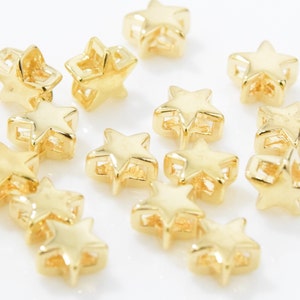 Tiny Star Bead . Star Brass Bead . Star Charm . Star Pendant . 16K ...