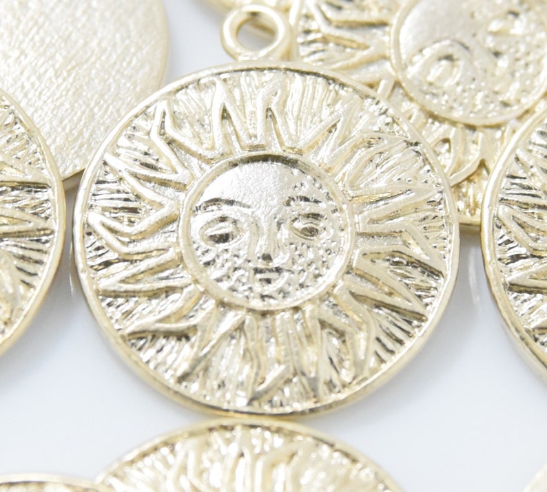 Sun Coin Pendant . Sun Coin Charm . Sun Coin Bead . Coin | Etsy