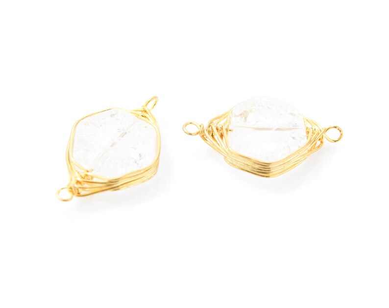 Cracked Crystal Gemstone Connector . Crystal Gemstone Pendant - Etsy