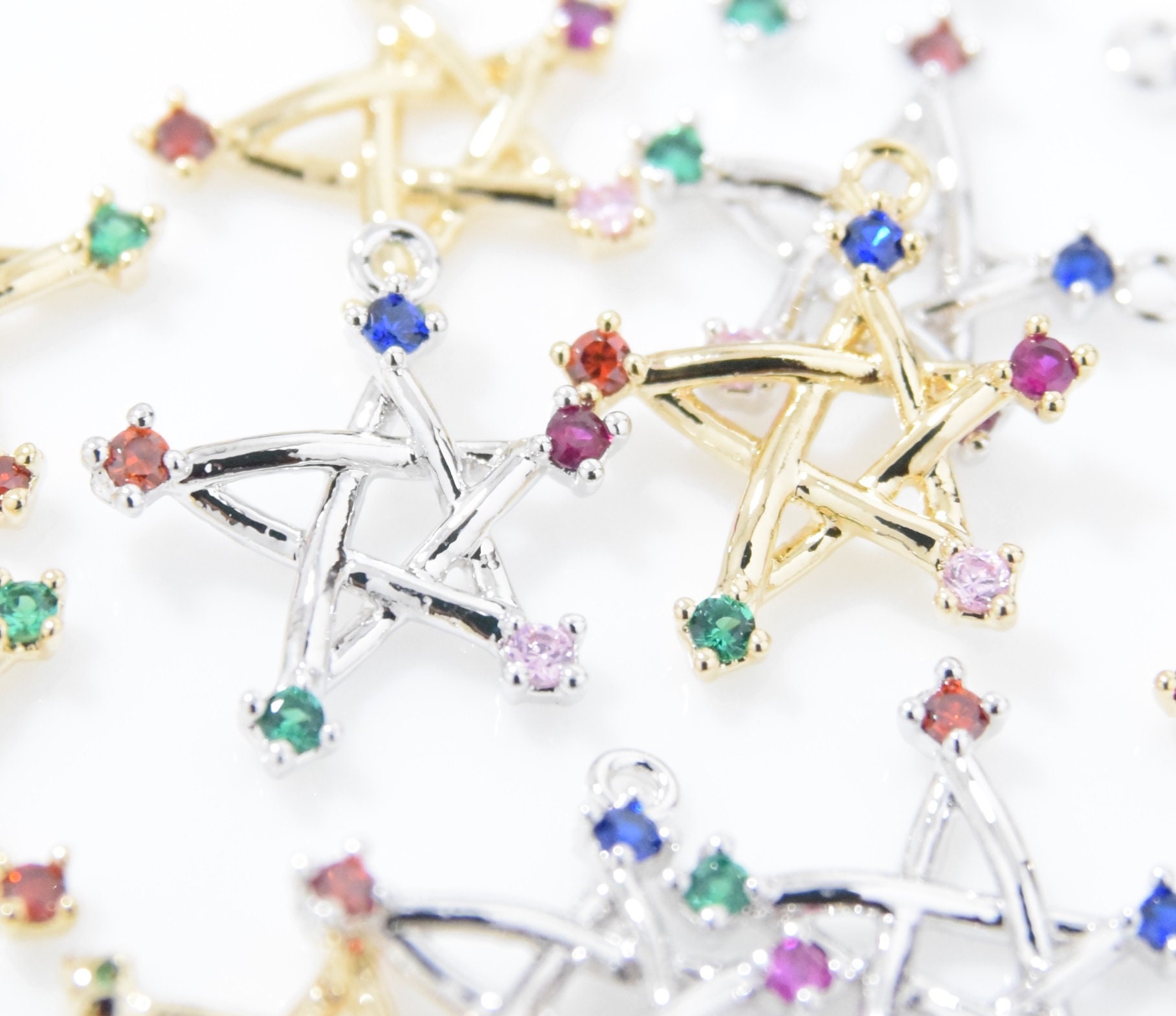 Multiple Cubic Star Pendant . Cubic Star Charm . Cubic Star - Etsy