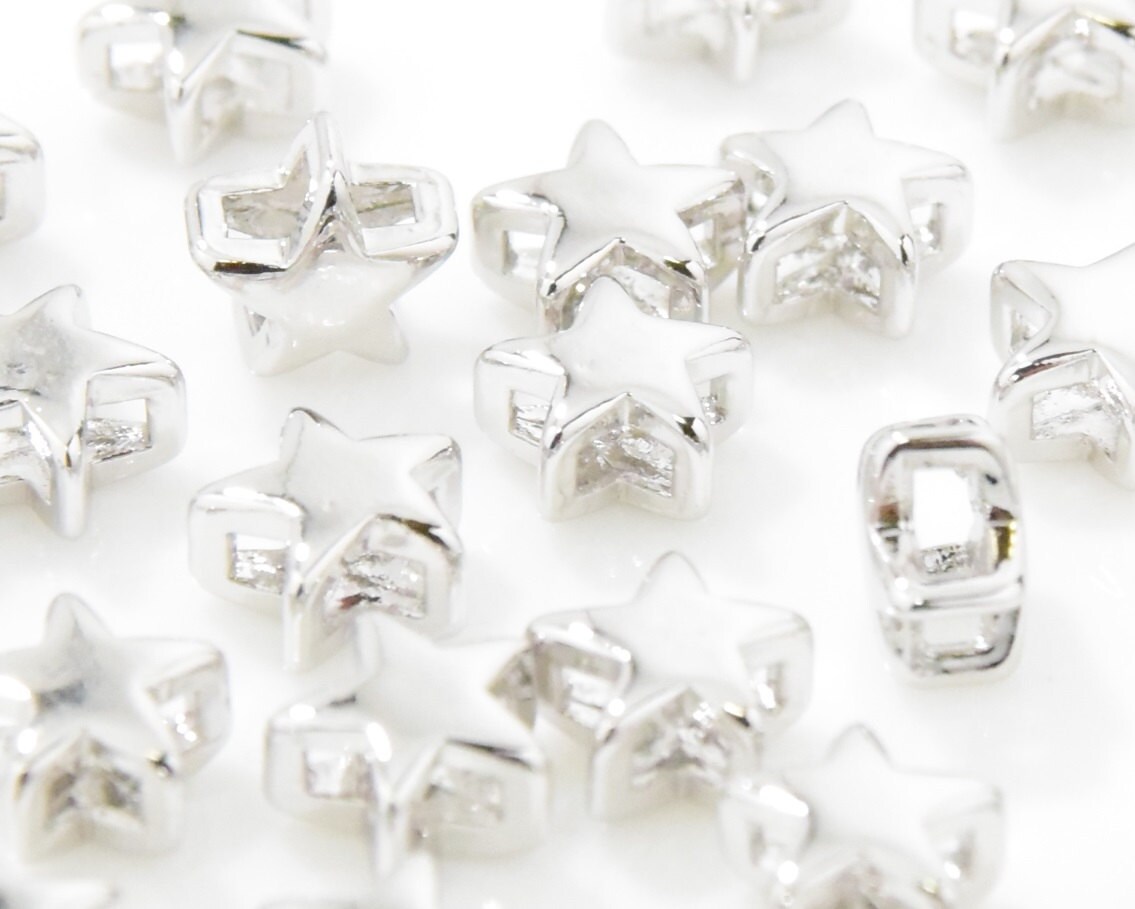 Tiny Star Bead . Star Brass Bead . Star Charm . Star Pendant . Polished ...