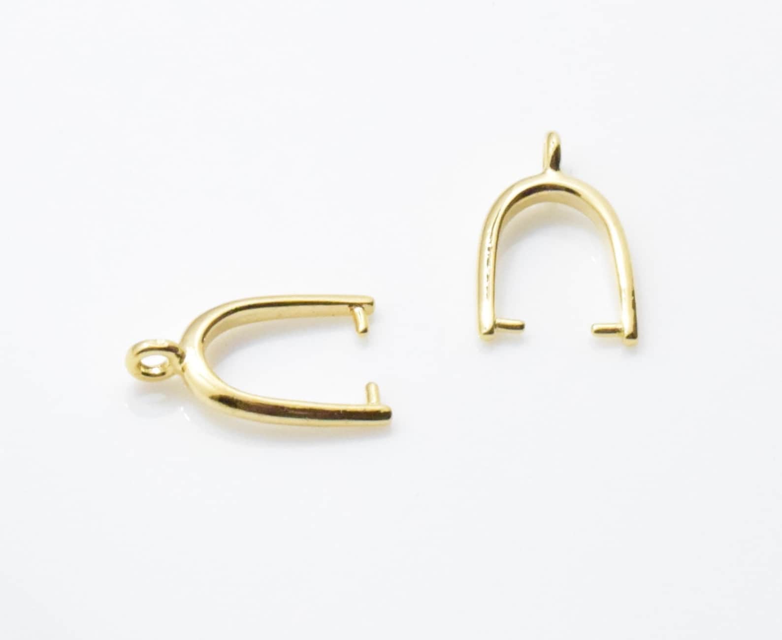 Brass Bail . Metal Bail . Basic Supplies . 16K Polished Gold Plated ...