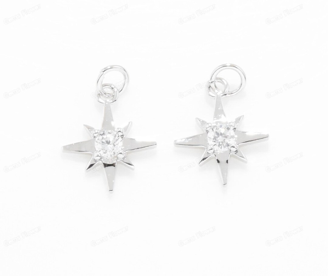 White Cubic Star Pendant . Cubic Star Charm . Cubic Star Beads ...