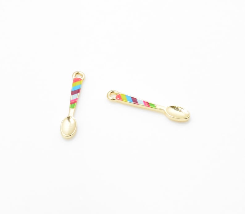 Rainbow Pattern Spoon Pendant . Tiny Spoon Charm . Cutlery | Etsy