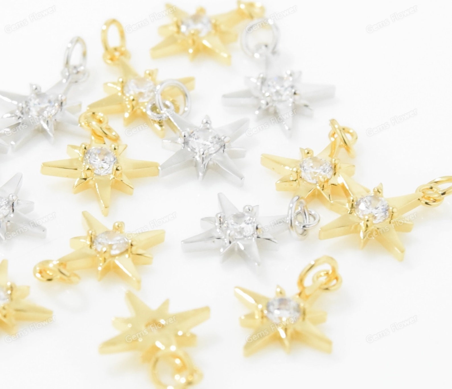 White Cubic Star Pendant . Cubic Star Charm . Cubic Star Beads | Etsy