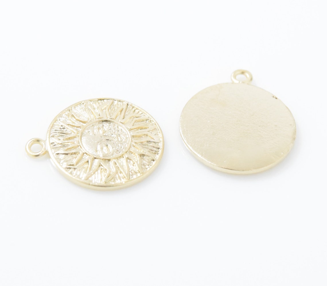 Sun Coin Pendant . Sun Coin Charm . Sun Coin Bead . Coin | Etsy