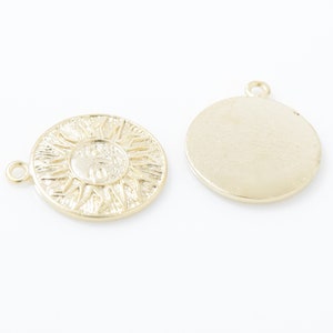 Sun Coin Pendant . Sun Coin Charm . Sun Coin Bead . Coin Pendant . Coin ...