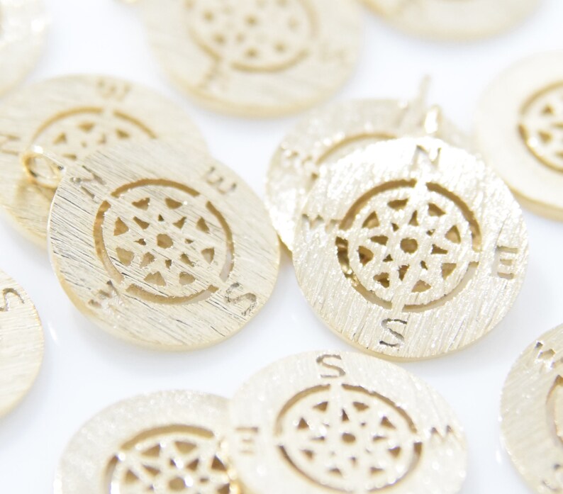 Compass Pendant . Compass Charm . Compass Beads . Coin Pendant . Coin ...