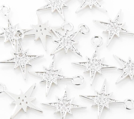 Cubic Star Pendant . Cubic Star Charm . Star Beads . Bridal | Etsy