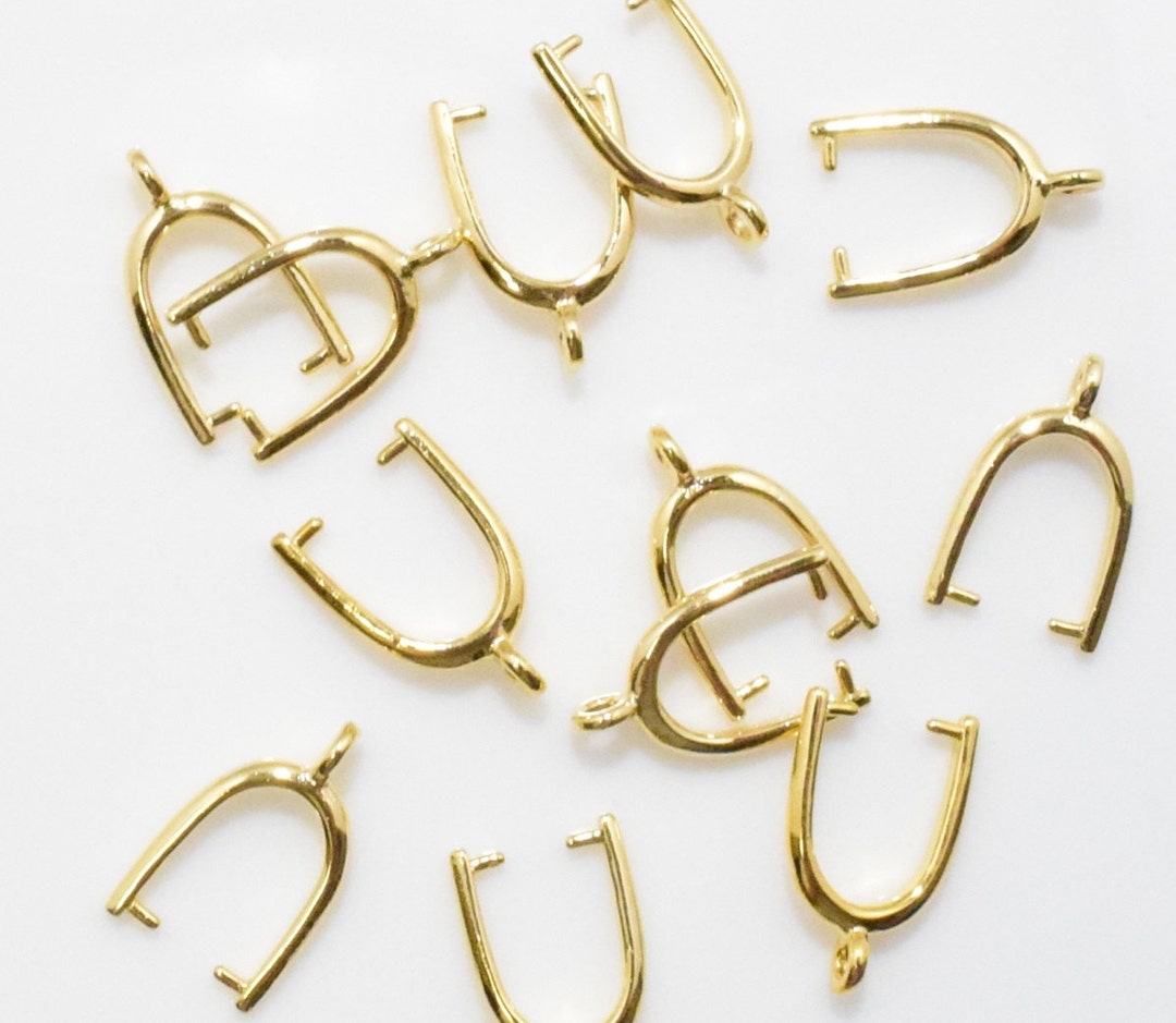 Brass Bail . Metal Bail . Basic Supplies . 16K Polished Gold Plated ...