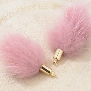 Dark Pink Mink Pendant . Genuine Mink Pendant . Mink Charm . Mink ...