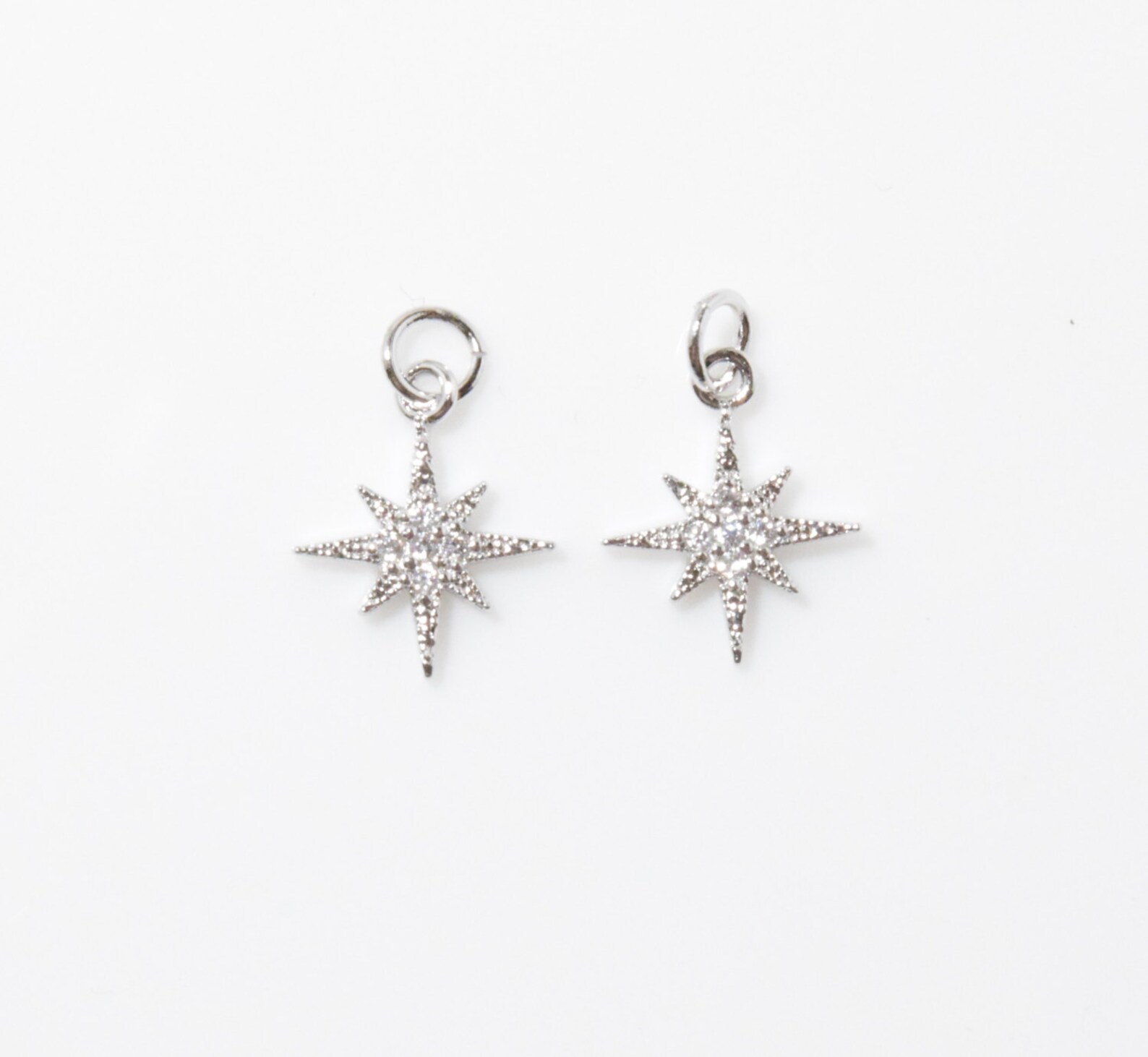 Cubic Star Pendant . Star Charm . Cubic Zirconia . Wedding Jewelry ...