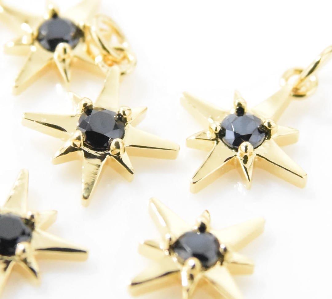 Black Cubic Star Pendant . Cubic Star Charm . Cubic Star Beads ...