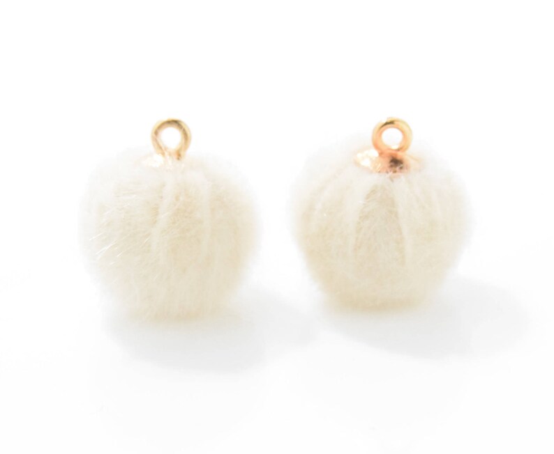 Ivory Fluffy Ball Pendant . White Soft Ball Pendant . Fur Ball - Etsy