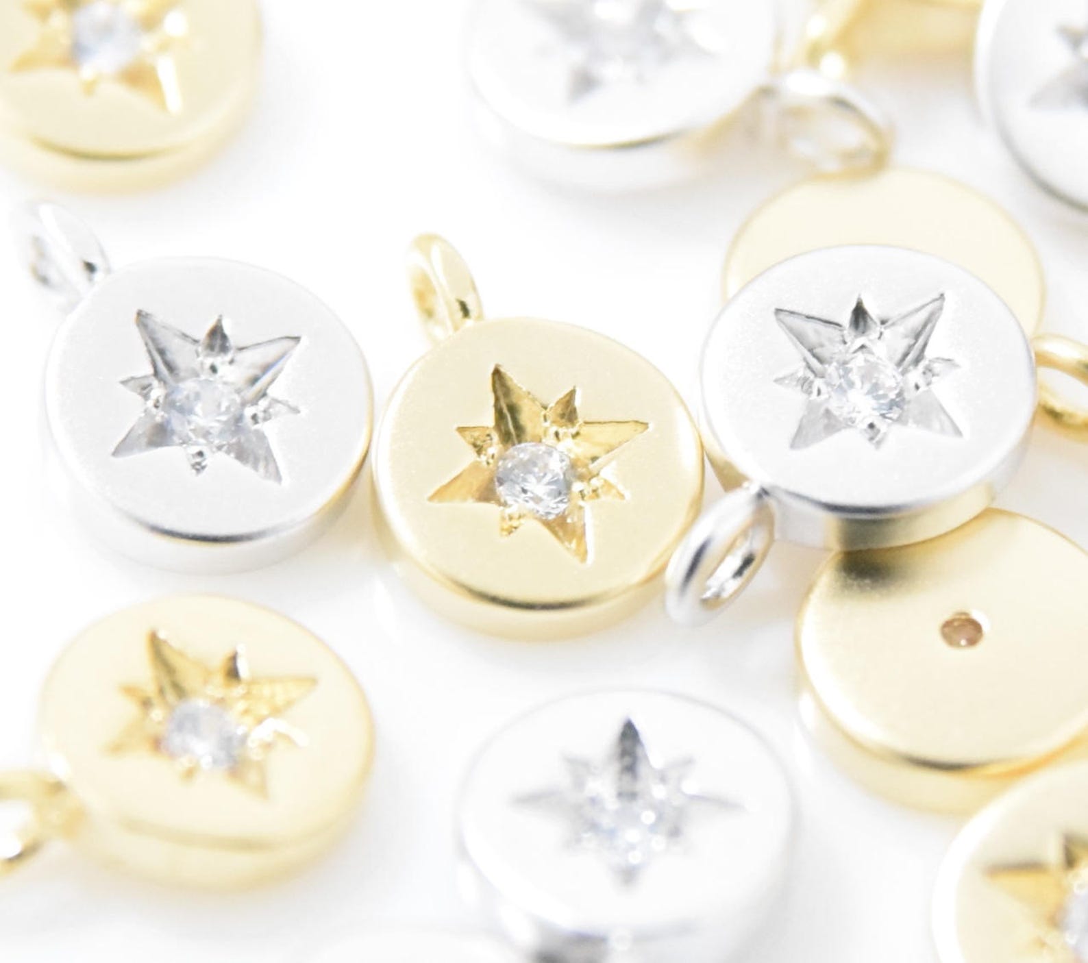 Cubic Star Pendant . Cubic Star Charm . Cubic Star Beads . Cubic Coin ...