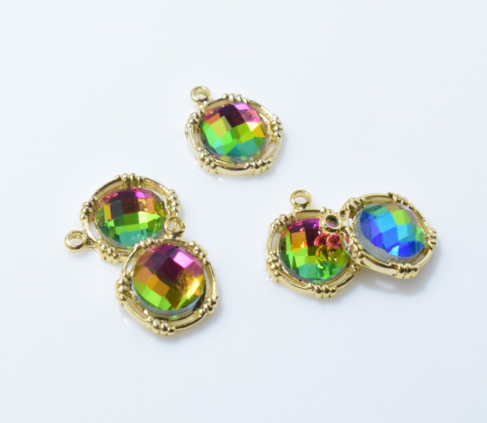 Rainbow Glass Pendant . Round Glass Pendant . Jewelry Craft - Etsy