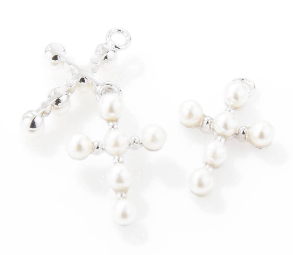 Pearl Cross Pendant . Pearls Cross Charm . Wedding Jewelry . | Etsy