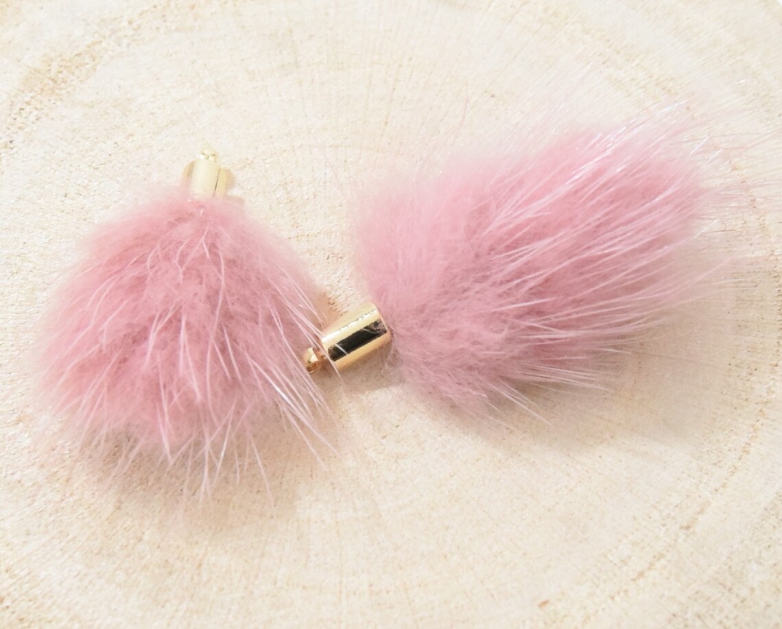 Dark Pink Mink Pendant . Genuine Mink Pendant . Mink Charm . | Etsy