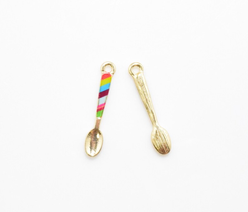 Rainbow Pattern Spoon Pendant . Tiny Spoon Charm . Cutlery | Etsy