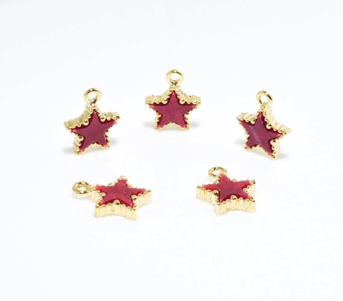 Pearl Red Star Pendant . Acrylic Star Charm . Acrylic Pendant - Etsy