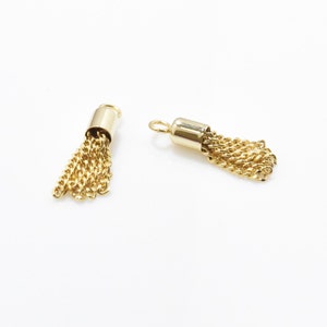 Gold Metal Tassel , Chain Tassel . Tiny Metal Tassel . 16K Polished ...