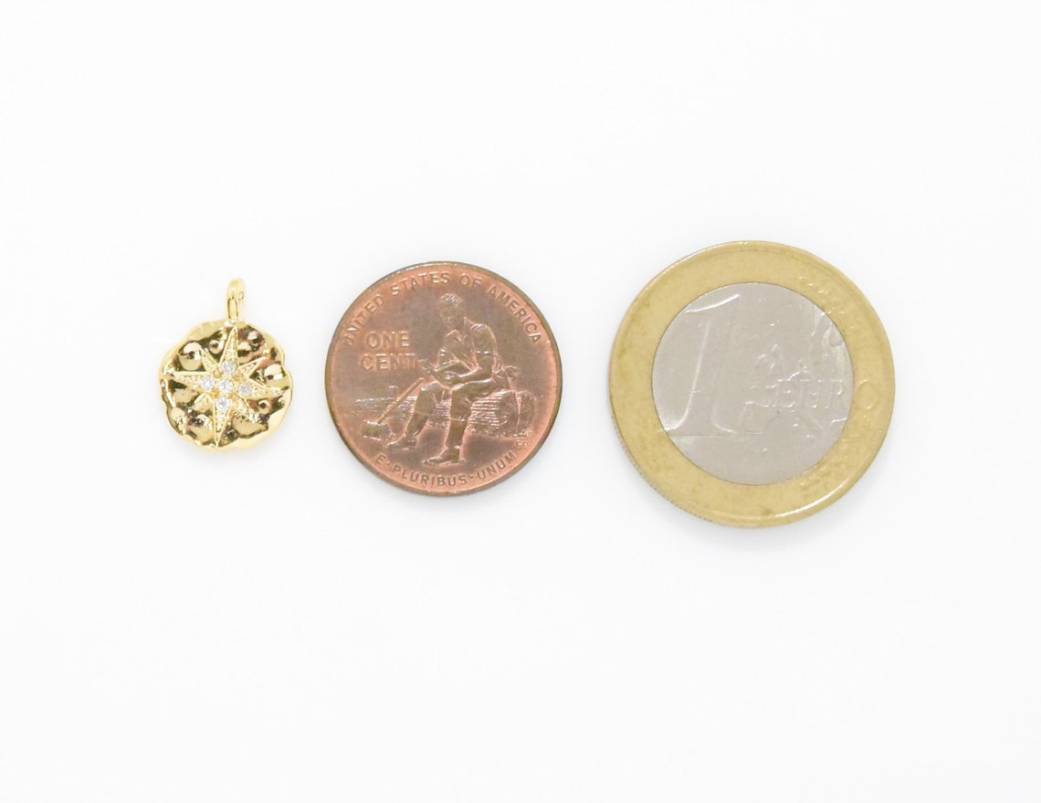 Star Round Pendant large . Cubic Star Pendant . Star Coin | Etsy