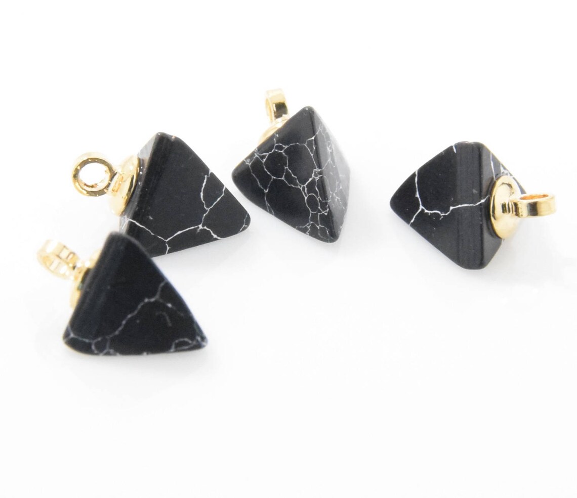 Black Howlite Pyramid Pendant. Turquoise Pyramid Pendant. - Etsy