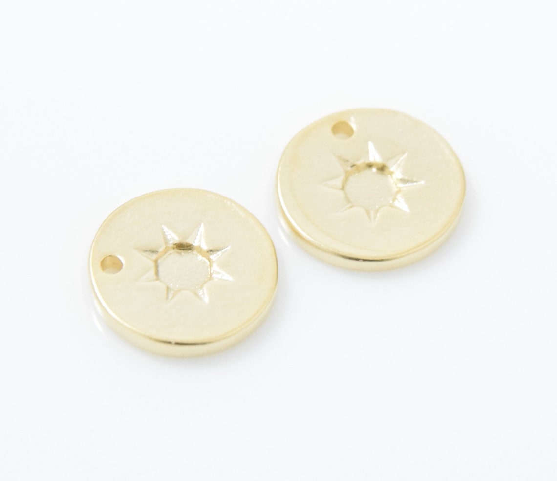 Sun Coin Pendant . Sun Coin Charm . Sun Coin Beads . 16K Matte - Etsy