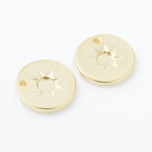 Sun Coin Pendant . Sun Coin Charm . Sun Coin Beads . 16K Matte Gold ...