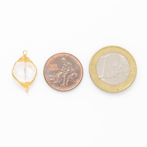 Cracked Crystal Gemstone Connector . Crystal Gemstone Pendant . Gemstone Bead . 16K Polished ...