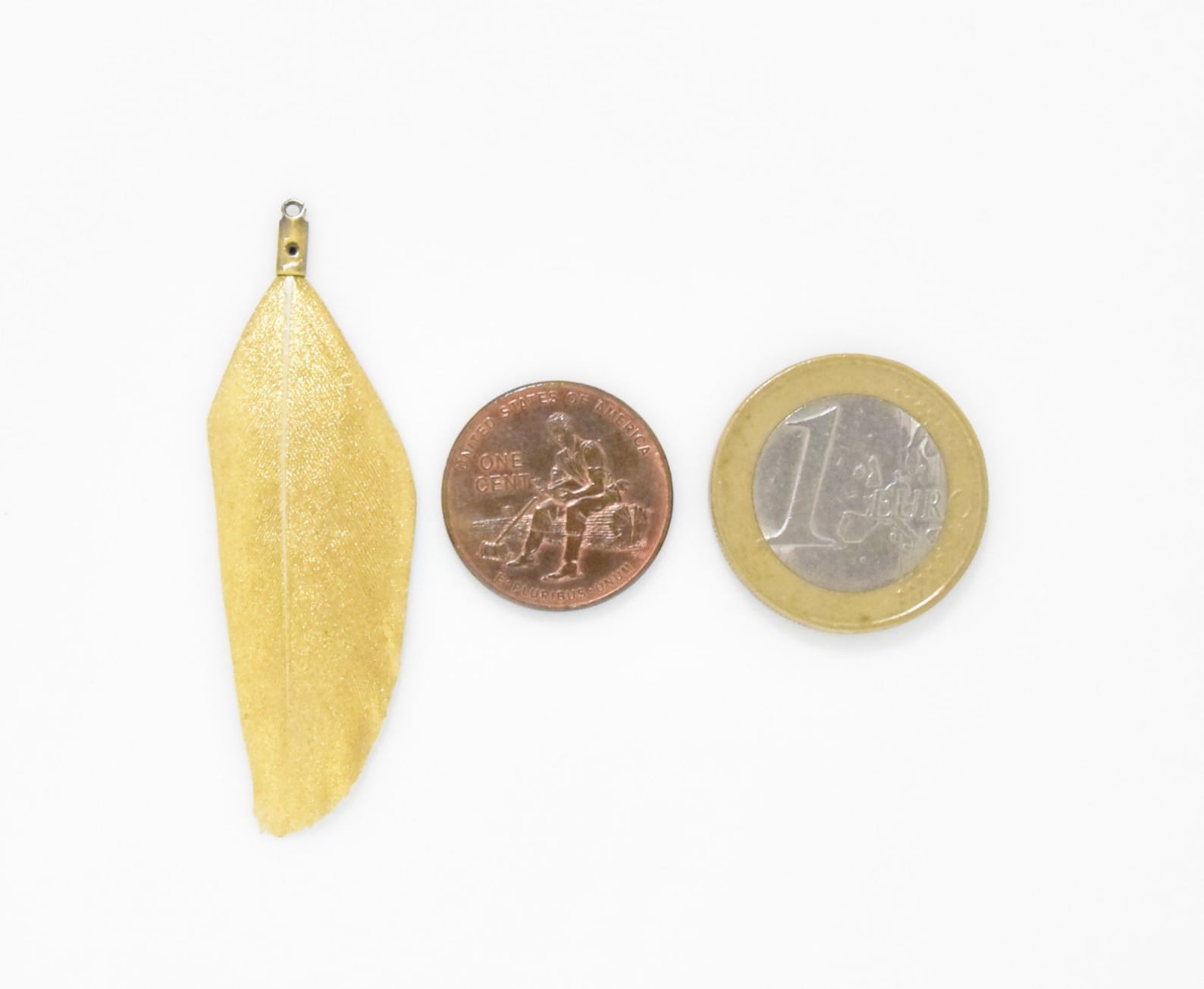 Gold Feather Pendant . Gold Feather Charm . Genuine Duck | Etsy