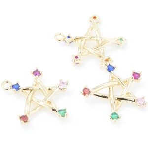 Multiple Cubic Star Pendant . Cubic Star Charm . Cubic Star Beads . 16K ...