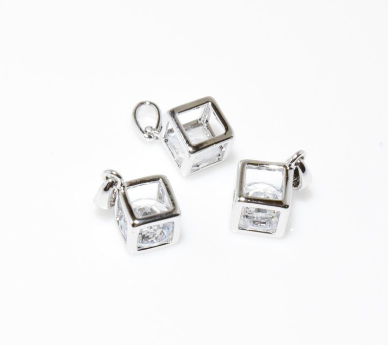 Cubic Cube Pendant large . Cube Charm . Wedding Jewelry . | Etsy
