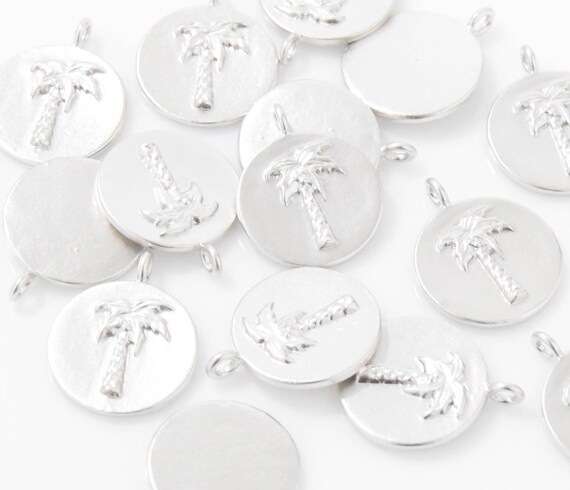 Palm Tree Pendant . Palm Tree Charm . Coin Pendant . Coin | Etsy