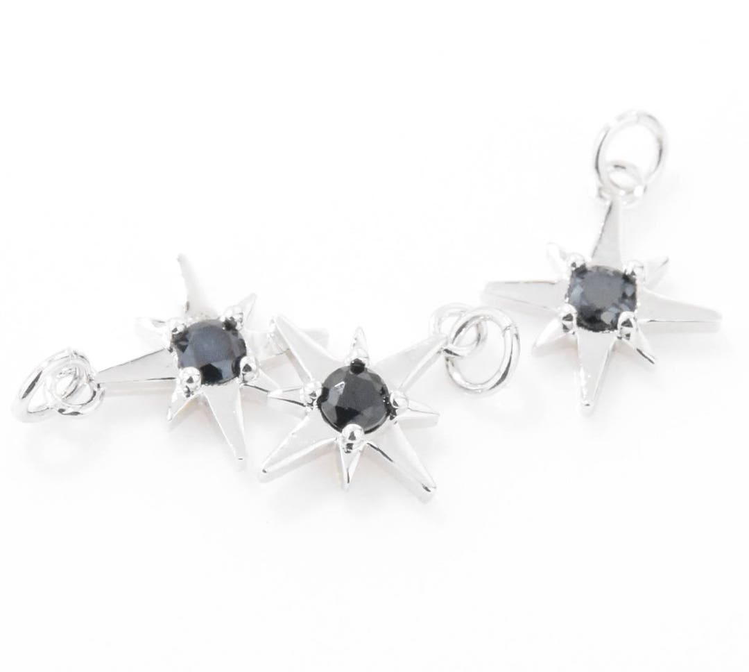 Black Cubic Star Pendant . Cubic Star Charm . Cubic Star Beads ...