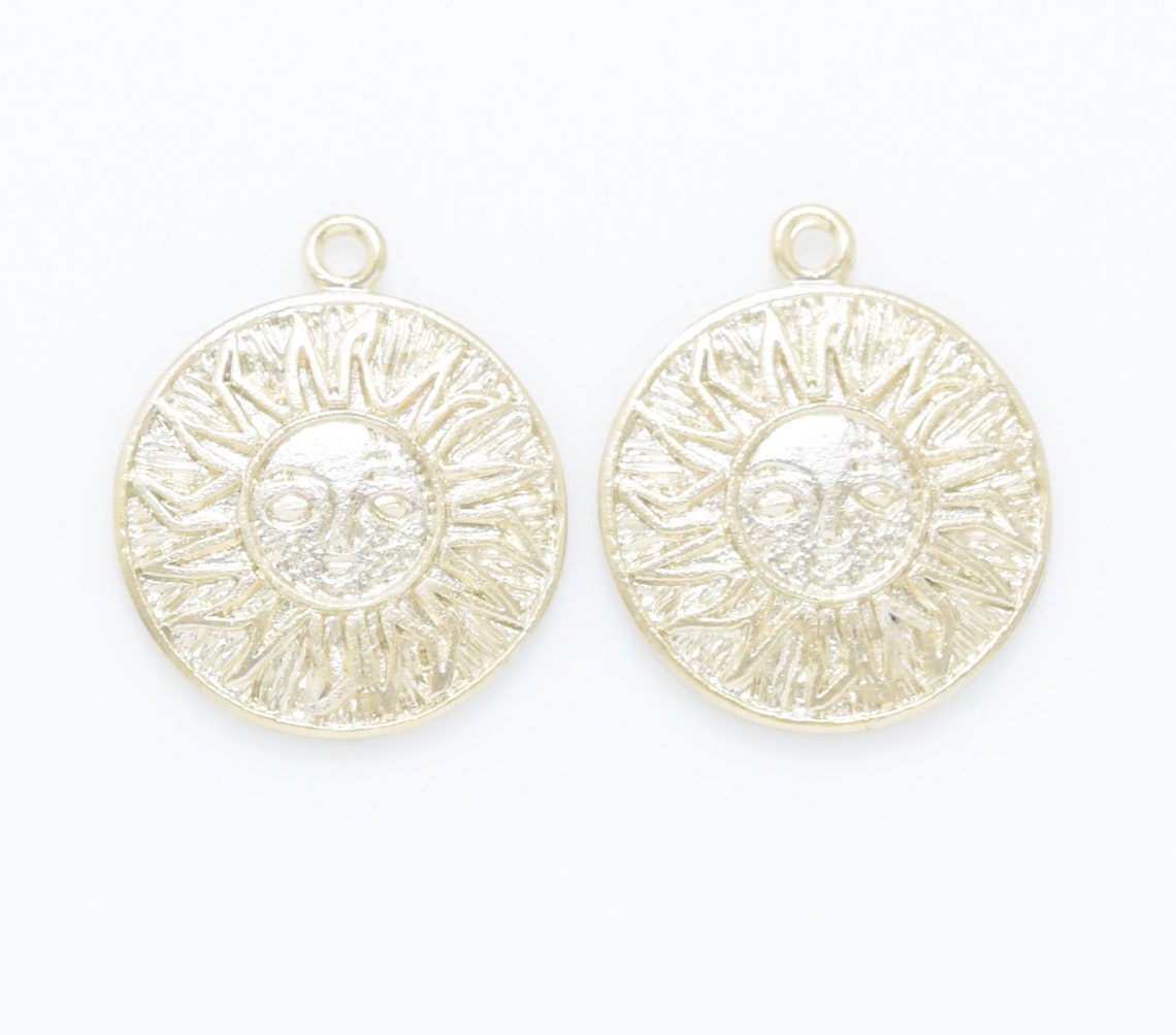 Sun Coin Pendant . Sun Coin Charm . Sun Coin Bead . Coin | Etsy