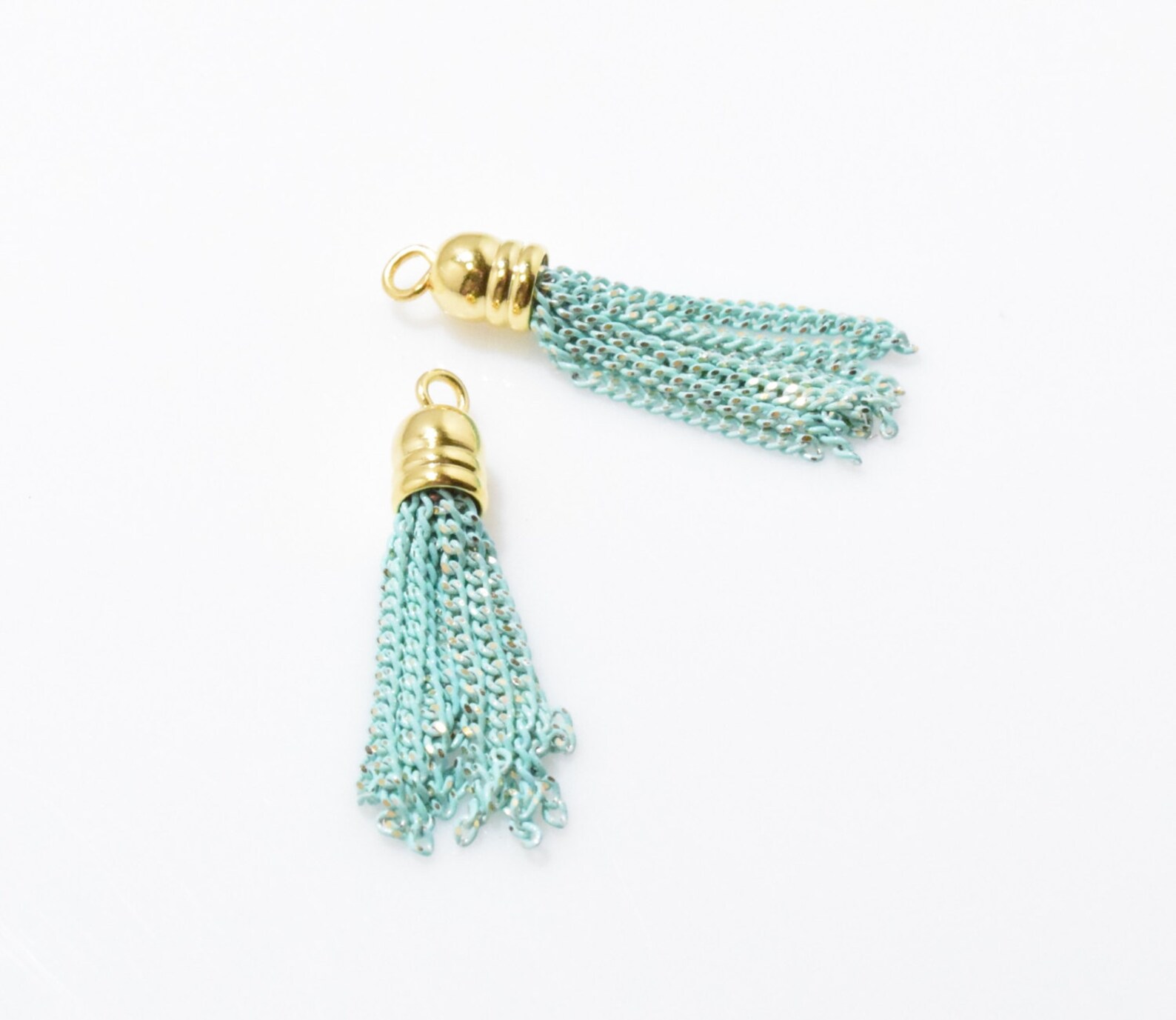 Mint Metal Tassel Small Mint Tassel . Color Chain Tassel . | Etsy