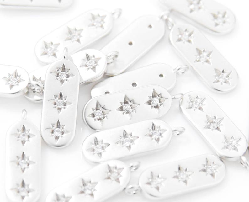 Cubic Star Pendant . Cubic Star Charm . Cubic Star Beads . Flat Star ...