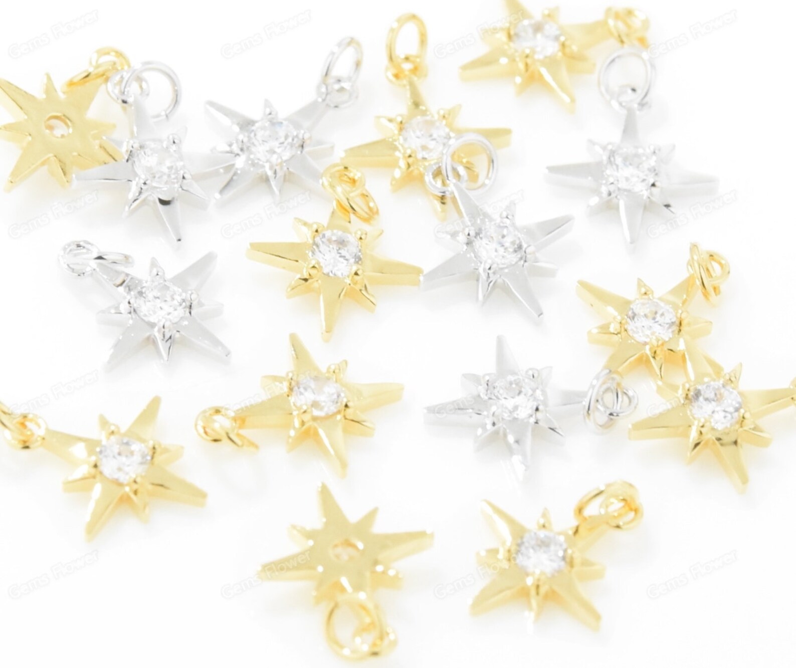 White Cubic Star Pendant . Cubic Star Charm . Cubic Star Beads - Etsy