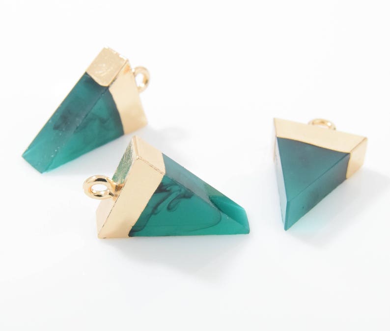 Green Triangle Acrylic Pendant . Triangle Gemstone Pendant . | Etsy