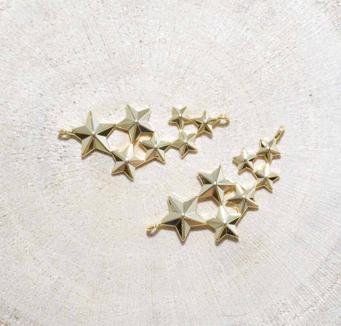 Star Brass Pendant . Star Charm . Star Connector . Wedding Jewelry ...